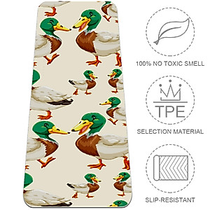 Unicey Cute Cartoon Funny Green Head Ducks Yoga Mat Thick Non Slip Yoga Mats for Women&Girls Exercise Mat Soft Pilates Mats,(72x24 in, 1/4-Inch Thick)