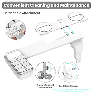 Aresmata Bidet Attachment for Toilet Ultra-Slim Bidets for Existing Toilets, Non-Electric Bidet Toilet Seat Self-Cleaning Retractable Nozzles Badays for Toilets, Quick & Easy Installation Bedets