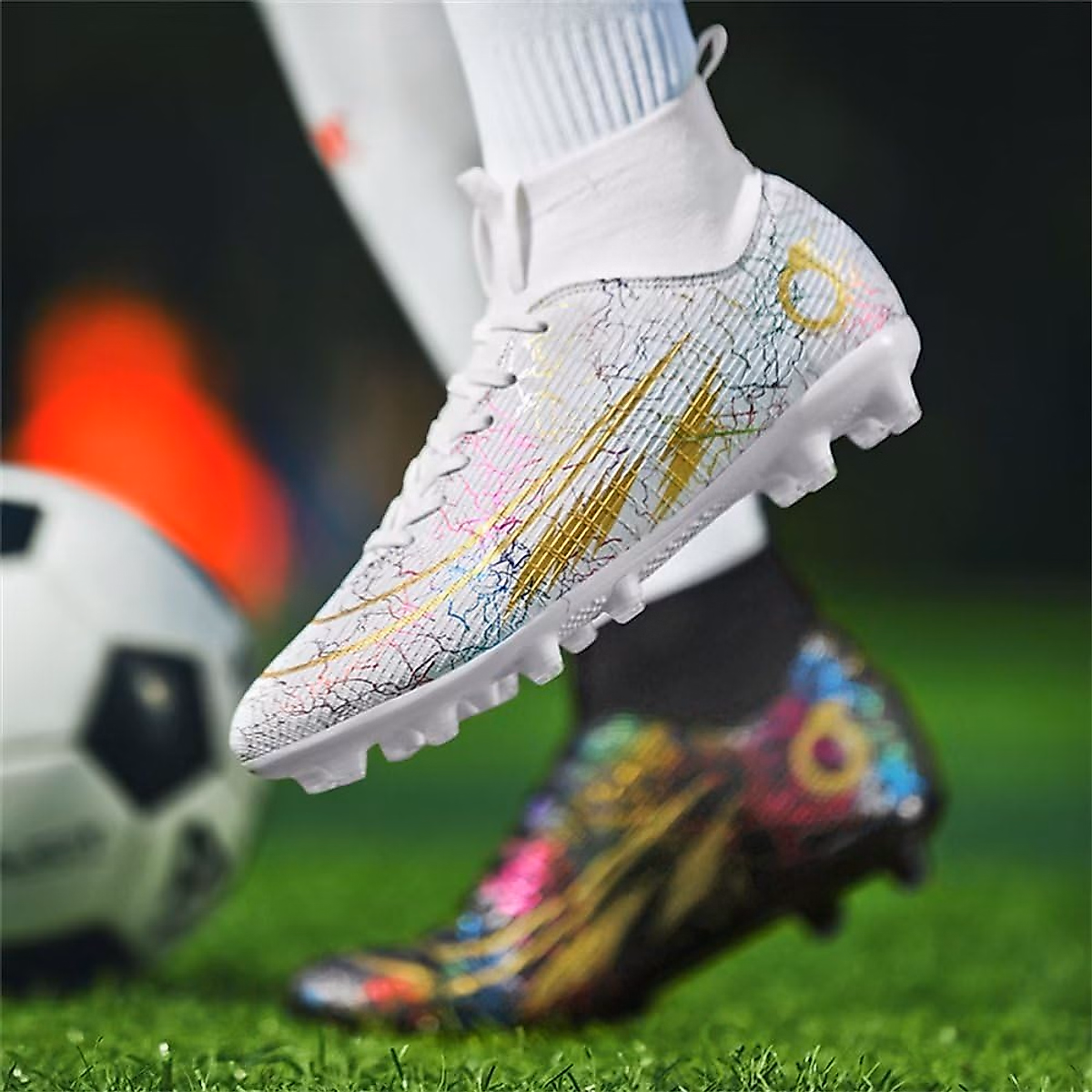 Mikrydco Women Soccer Cleats Mens Football Boots Professional High-Top Turf Shoes Big Boys Girls Sneakers Outdoor Indoor Competition Training