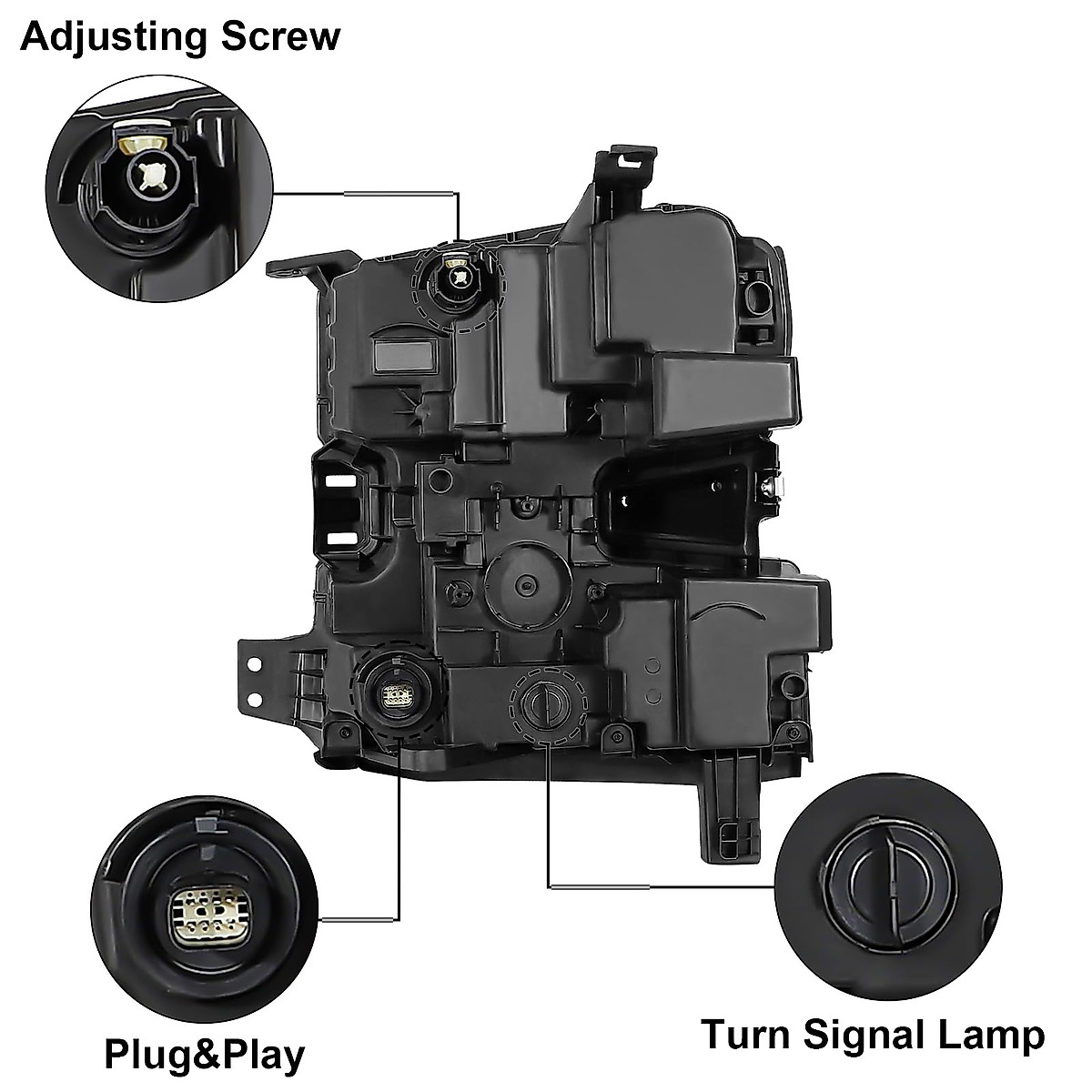 ALZIRIA Headlight Assembly Fit for 2019-2022 19 20 21 22 2019 2020 2021 2022 Chevy Silverado 1500 Pickup/LT/LT Trail Boss/LTZ with LED DRL (Passenger Side-Right)