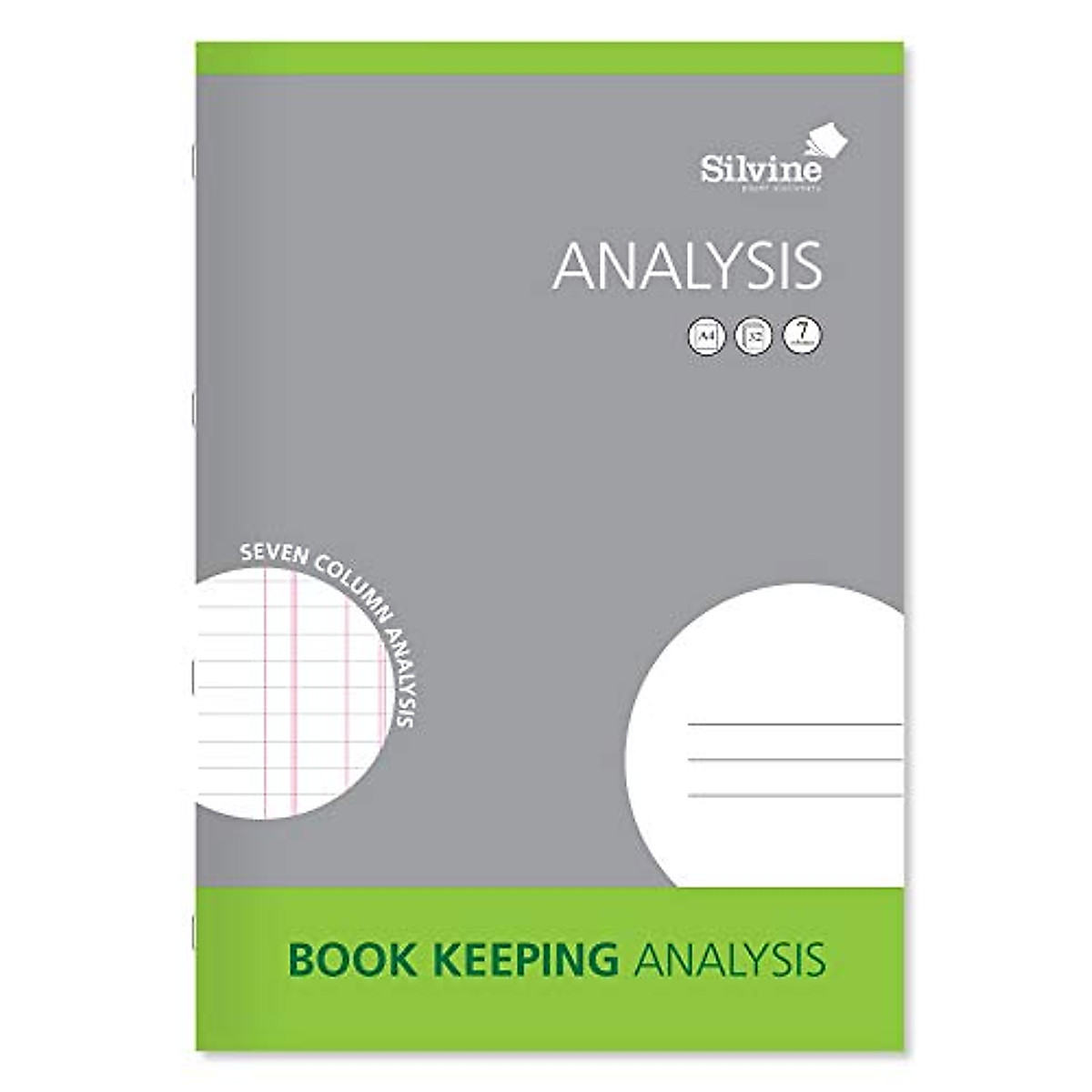 Silvine A4 Book Keeping Analysis, 32 Pages Printed 'Analysis' 7 Columns - Ref SJA4A