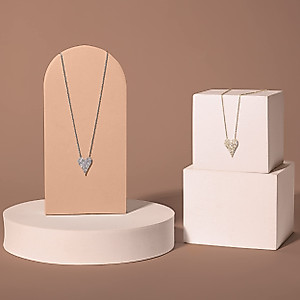 PORI JEWELERS 925 Sterling Silver Cubic Zirconia Pave Heart Charm Pendant Necklace - 18" Anchor Chain (Silver)