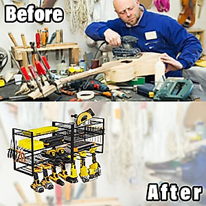 SATOCVAY 4 Layers Power Tool Organizer, 2 PACK 170 Lbs Heavy Duty Tool Organizer for Garage Tools and Cordless Drill by Wall Mounted, Utility Storage Rack with Removable Design, Space Saver