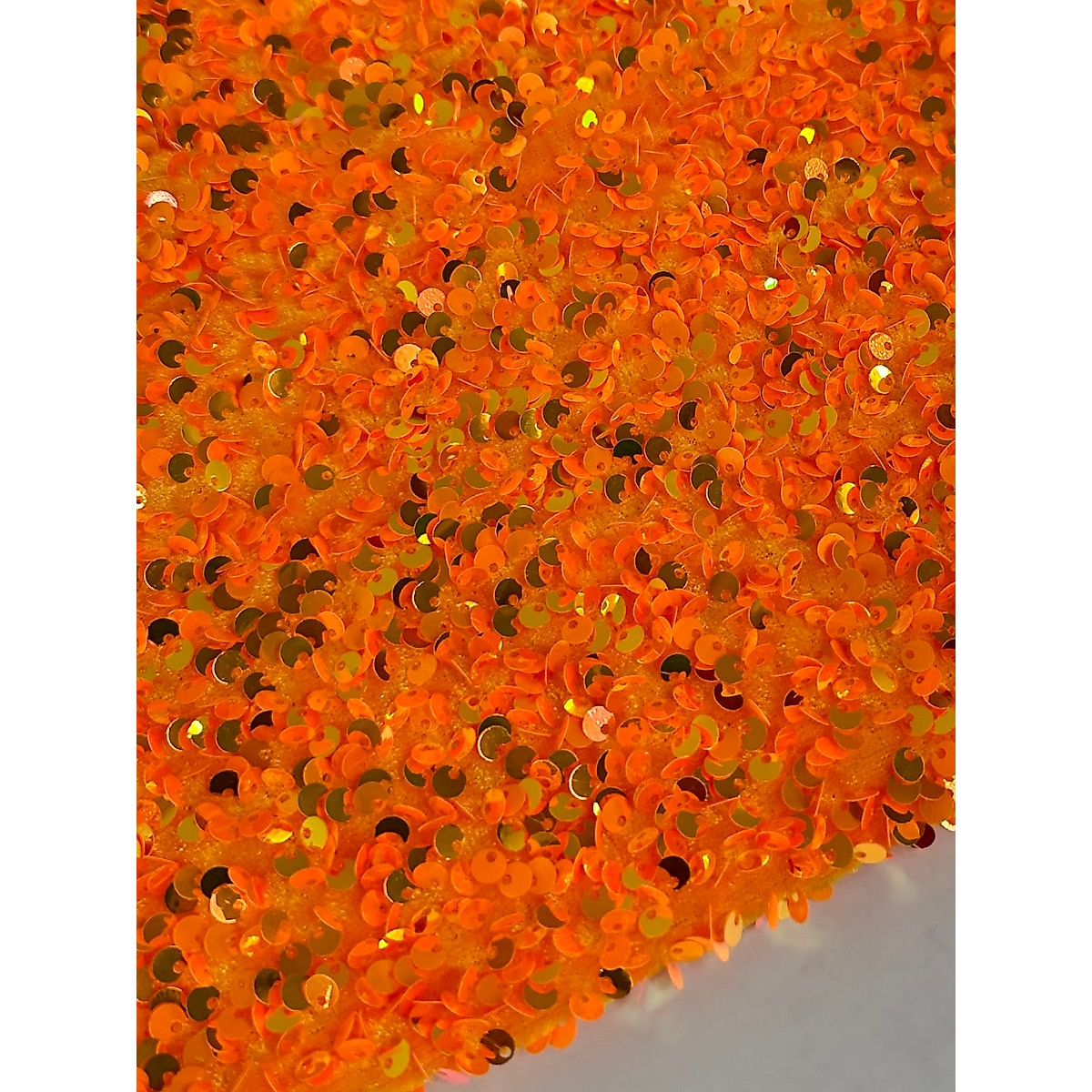 Sequin Velvet Fabric Soft Stretchy Cloth with Glittering Sequins Perfect for Dressmaking Costumes Upholstery and Christmas Decor 1 Yard of Spandex Fabric for Sewing and Crafts (Orange)