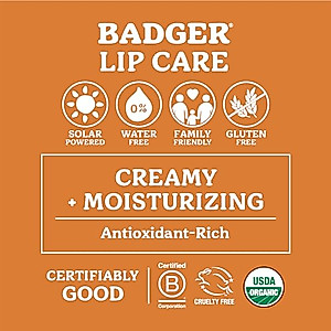 Badger - Unscented Lip Butter, Moisturizing Organic Coconut Oil, Beeswax, Sunflower & Olive Oil