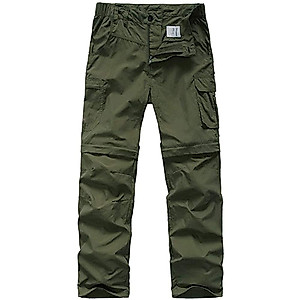 JOMLUN Men’s Hiking Pants Zip Off Cargo Pants Lightweight Quick Dry Convertible Outdoor Shorts Army Green