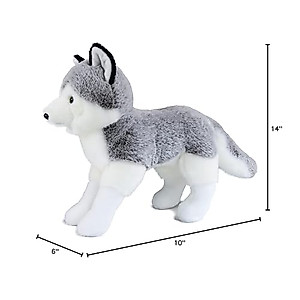 Ice King Bear Lifelike Siberian Husky Stuffed Animal - Plush Toy - 14 Inches Length - Standing