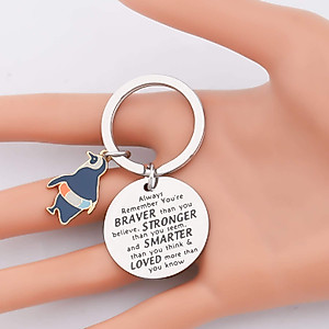 WSNANG Penguin Gifts Keychain Inspirational Penguin Gifts for Penguin Lovers You are Braver Stronger Smarter Than You Think Keychain Penguin Lover Gift Friends Gifts (keychain)