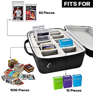 Graded Card Storage Box Compatible with 66+ BGS PSA FGS Graded Sports Trading Cards, Slab Card Case Holder Organizer for Baseball/PM/MTG with 34 Custom Impact Absorbing Foam Slots (Bag Only)