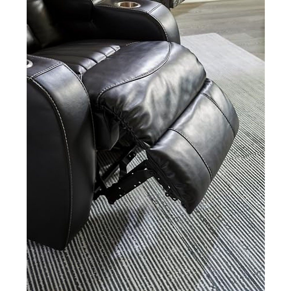 Signature Design by Ashley Caveman Den Power Reclining Loveseat with Console Love Seats, 75" W x 42" D x 42" H, Black