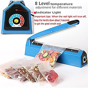 Yeler 8 Inch Impulse Heat Sealer Impulse Bag Sealer,Manual Poly Bag Heat Sealer Machine for Plastic Bags PE PP Bags with Extra Replace Element Grip
