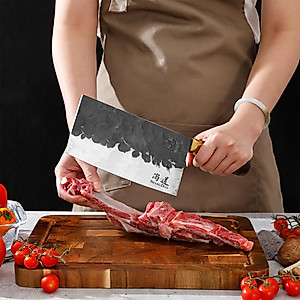 SHANGDAO Meat Cleaver Knife, 7.4 ″ Heavy Duty Razor Sharp Butcher Cleaver Kitchen Knife, High-carbon steel Chopper Knife, Forged Blade & Wood Handle, For Home Kitchen and Restaurant