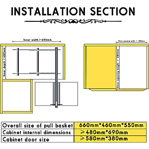 Blind Corner Cabinet Pull Out, 15in Opening Soft Close Heavy Duty Kitchen Corner Cabinet Organizer, 4 Chrome Plated Storage Baskets, for cabinets Minimum Size: 18.89" D*27.16" W*22.83" H