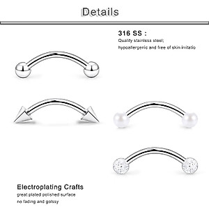 Yaalozei 14G Snake Frog Eye Tongue Ring piercing jewlery 16mm 5/8inch Stainless Surgical Steel Curved Barbell Belly Button Eyebrow Tongue Nipplering Nipple Rings Piercing Jewelry Women Men 14 gauge