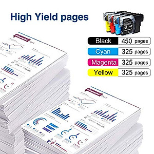 Tuobo Ink Cartridge Replacement for Brother lc61 Ink cartridges LC65 LC-65 LC-61 LC61 Ink Cartridges use with DCP-165C DCP-375CW MFC-J220 MFC-255CW MFC-J265W MFC-5490CN MFC-6490CW (3BK+3C+3M+3Y)