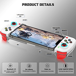arVin Bluetooth Controller for iPhone/iPad/MacBook/iOS/Android/Samsung/Tablet/PC Wireless Gamepad Joystick with Back Button, Analog Triggers, Stretchable, Direct Play for Call of Duty, Genshin Impact