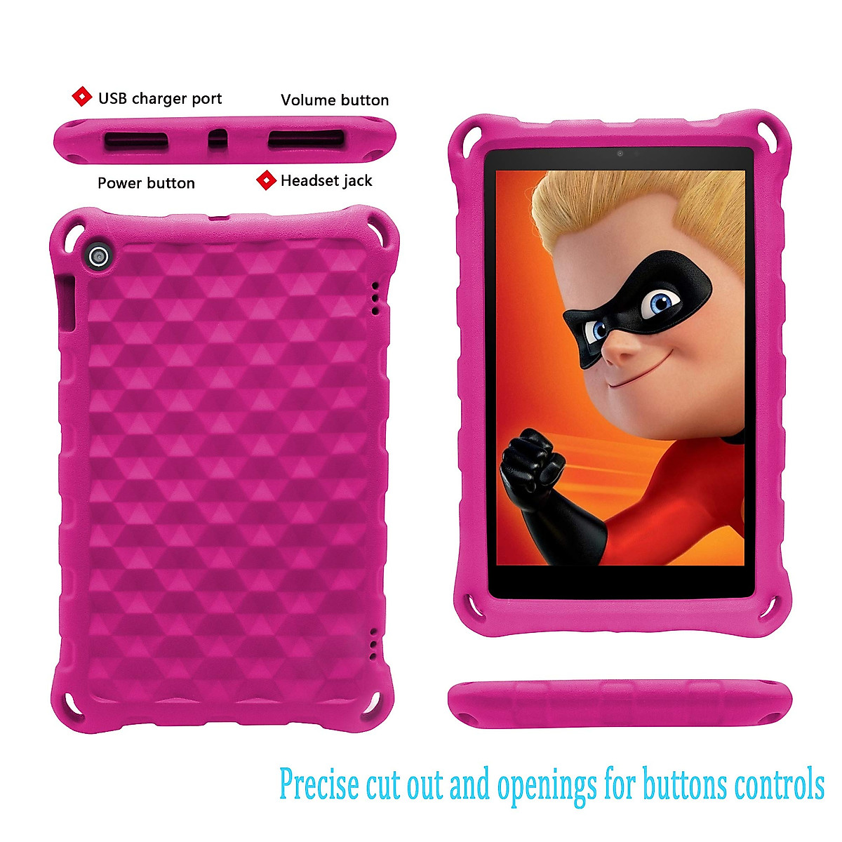 All-New Tablet 7 2019 Case,Tablet 7 Case for Kids,ANTIKE Light Weight [Kids and Adult Friendly] Anti-Slip Shock-Absorption Tablets Cover for 7 Inch Tablet.Incompatible with iPad Samsung.Rose