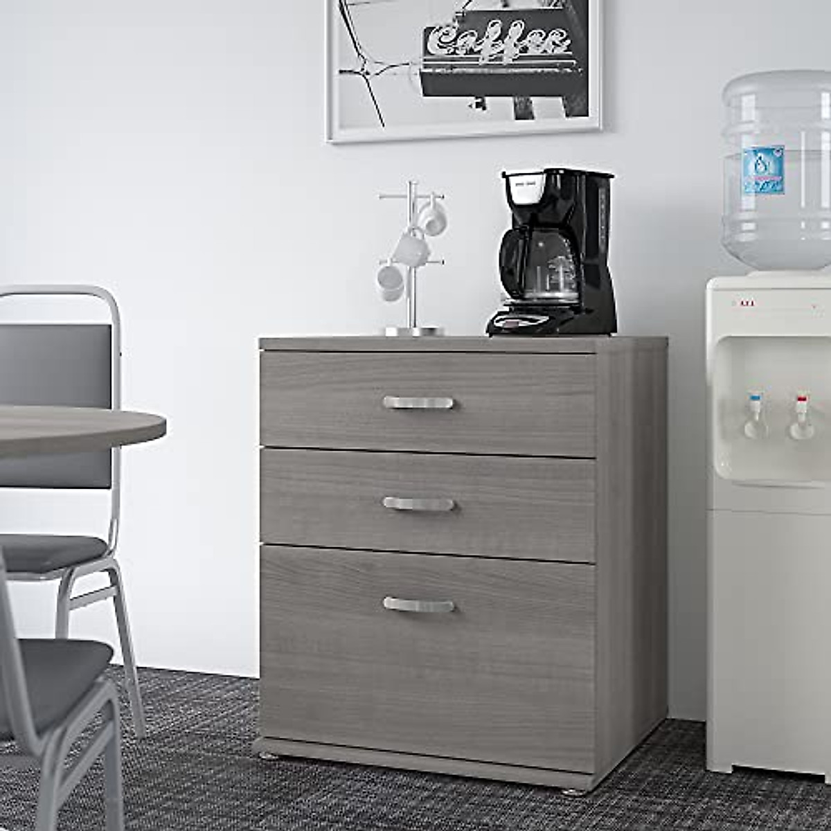 Bush Business Furniture Universal Floor Storage Cabinet with Drawers, Platinum Gray