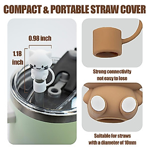 Cocurb Straw Cover Cap for Stanley Cup 12 PCS,Silicone Straw Topper Compatible with Stanley 30 to 40 Oz Tumbler,Soft Silicone Animal Shape Straw Lid for 10 mm Straws - Mother's Day Present