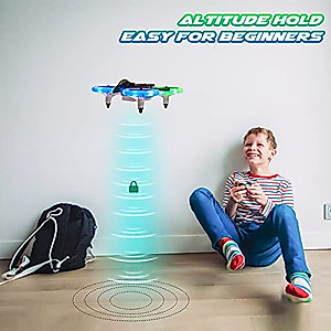 Mini Drone for Kids, RC Drone Quadcopter with LED Lights, Altitude Hold, Headless Mode, 3D Flip, Great Gift Toy for Boys and Girls-Black