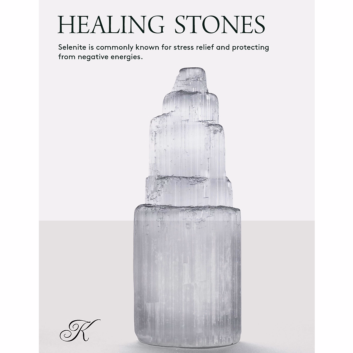KALIFANO Selenite Skyscraper with Healing & Calming Effects - High Energy Selenita/Satin Spar Tower Used for Cleansing and Protection (Information Card Included)