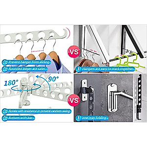 VICSKY Wall Mounted Laundry Hanger Rack (White), Small Drying Rack with 6 Holes, 180° Swing Arm and 90° Folding, Sturdy Hanging Clothes, Safe and Space Saver, Valet Hook, Solid Aluminum