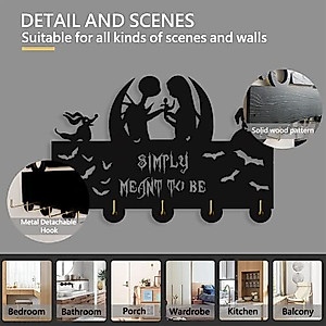 YSdesign The Nightmare Before Christmas Hooks-Jack Skellington Decor Wall Hooks,Wall Décor,Coat Hooks,Key Holder for Wall、Entryway and Kitchen-11.8×7.8Inch、 Black 、Eco-Wood