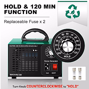 Ozone Generator 45,000mg/h, Industrial/Home O3 Air Purifier Deodorizer for Areas of 2500 Square Feet - High Capacity Ozone Machine Air Ionizer Odor Clean for Rooms, Smoke, Cars, Pets (Green)