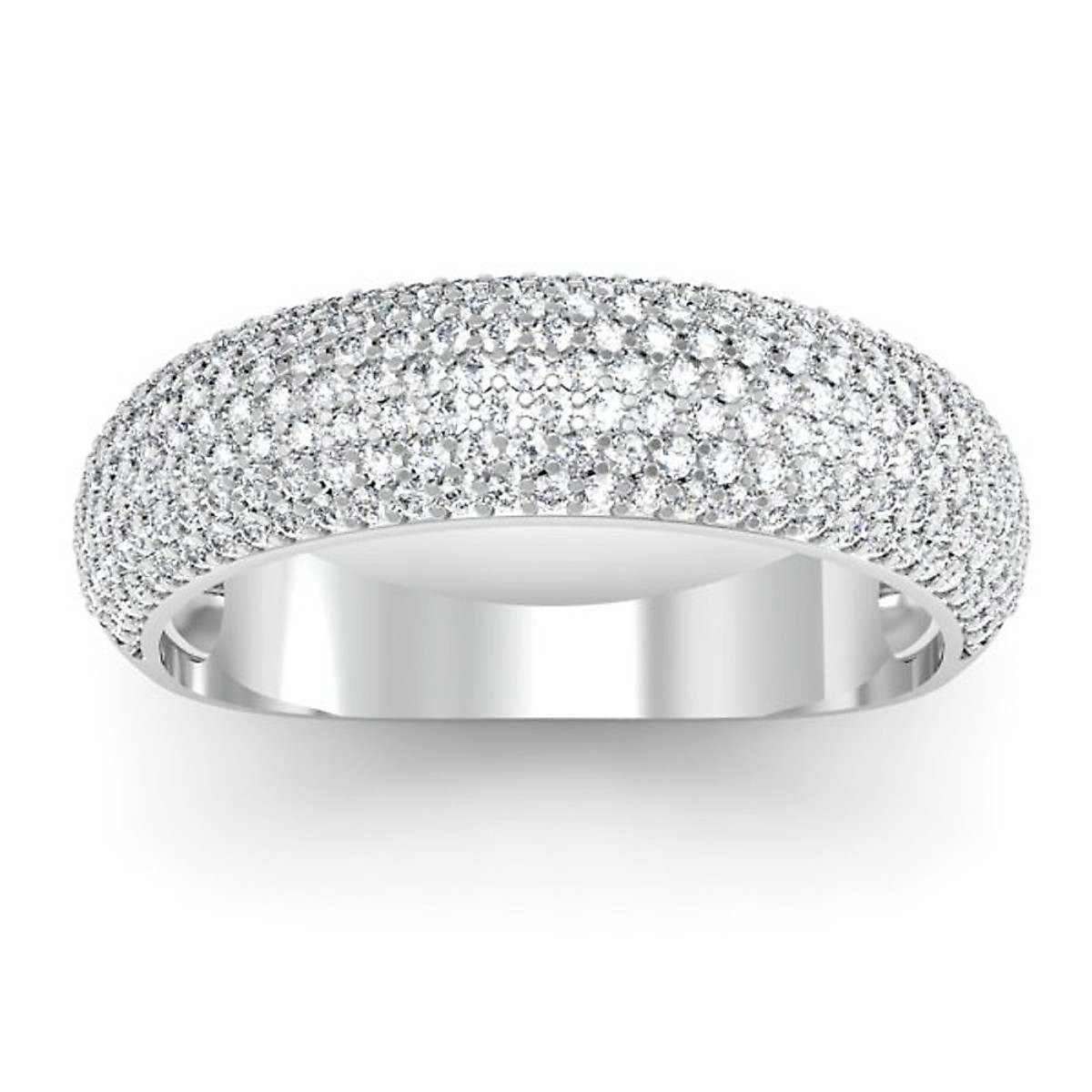 Dazzlingrock Collection 0.90 Carat (ctw) 18k Round Diamond Wedding Band for Women Ring, White Gold, Size 7