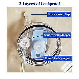 Silicone Spill Proof Stopper Set for Stanley, Spill Stopper Set Compatible with Stanley 1.0 40&30 Oz Tumbler with Handle, 2 Straw Cover Cap, 2 Spill Stopper&2 Leak Stopper for Stanley Cup Accessories