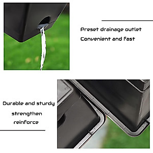 QPEY Window Box Planter, 10 Pack 17 Inch Plastic Flower Box with Tray Rectangular Planters for Outdoor Indoor Plants Garden Home Decor (Black)