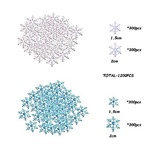 OuMuaMua 1200Pcs Snowflakes Confetti Decorations for Christmas, White and Blue Winter Confetti Snow Party Pack for Wedding Birthday Holiday Party Table Decorations Supplies