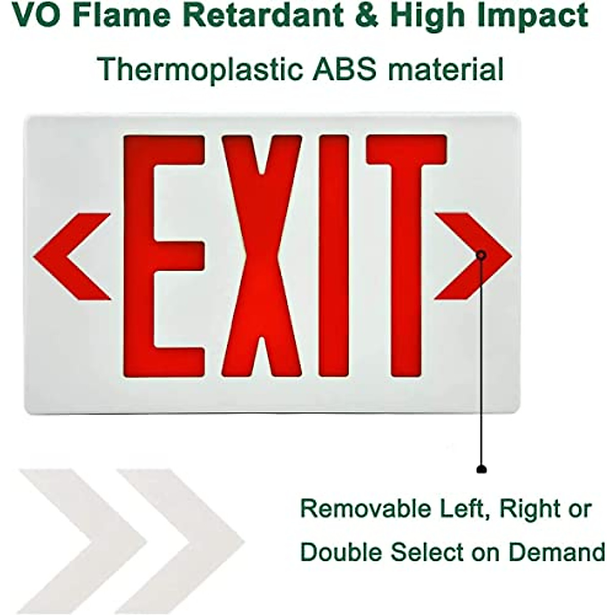 OSTEK Red LED Exit Sign Light - Standard - 90 Minutes Battery Backup, Dual LED Lamp ABS Fire Resistance UL-Listed