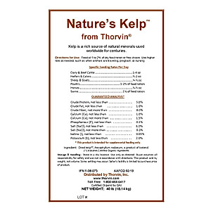 Thorvin Organic Kelp Meal - Kelp Nutrients for Livestock and Pet - Natural Seaweed Fertilizer Harvested and Dried in Iceland - Sea Kelp for Cattle, Goat, Sheep and Horses, 40 lbs - Made