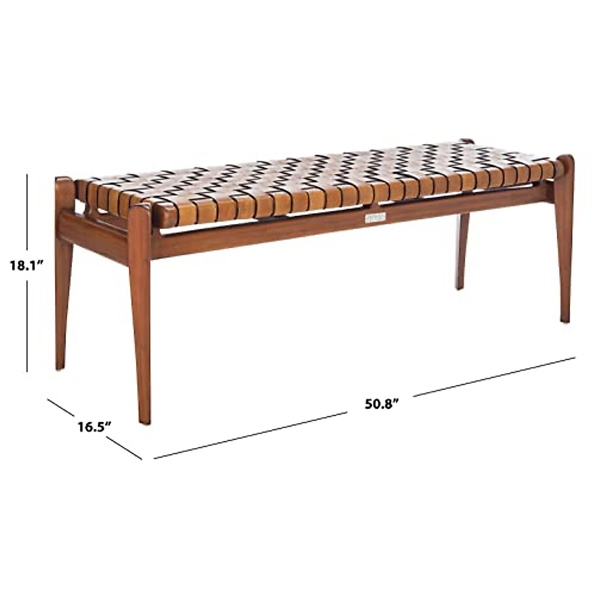 Safavieh Couture Home Dilan 47-inch Brown and Light Brown Leather Weave Bench