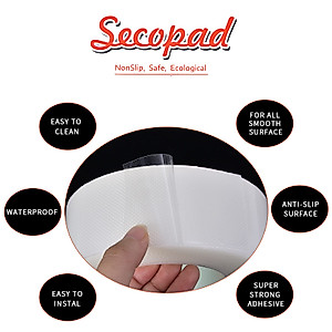 Secopad Anti Slip Tape, Clear Non-Slip Traction Grip Tape for Stairs, Bathtubs, Pools, Boats, 2In x 38Ft Transparent Waterproof Adhesive Staircase Step Treads, Soft, Comfortable for Bare Feet