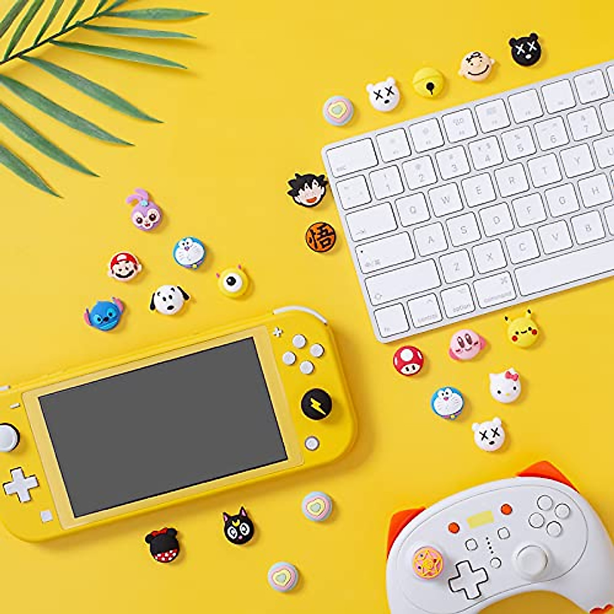 PERFECTSIGHT Switch Thumb Grips, Cut Animal Joystick Caps for Nintendo Switch, 4 PCS Thumbstick Cover for Switch Lite, Switch OLED, Analog Stick Button Cover for NS Joycon Controller (Yellow)