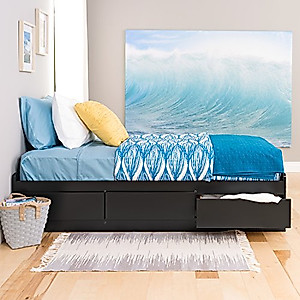 Prepac Twin XL Mate's Platform Storage Bed with 3 Drawers, Black