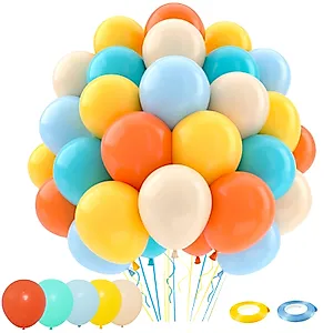 Pastel Balloons, 50PCS Yellow Orange Blue Nude Balloons for Rainbow Birthday Decorations, Here Come the son Baby Shower Decor, Wedding, Bridal Shower, Anniversary Party Supplies
