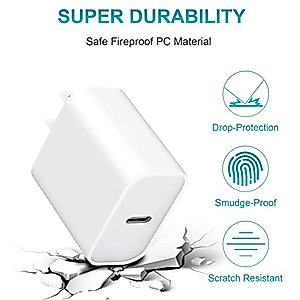 USB C Fast Charger Block【2-Pack】 20W USB C Wall Charger PD 3.0 Power Brick Adapter Compatible with iPhone 13/12/11 Pro Max/Pro/Mini/Xs Max/XR/X, iPad Pro 2020