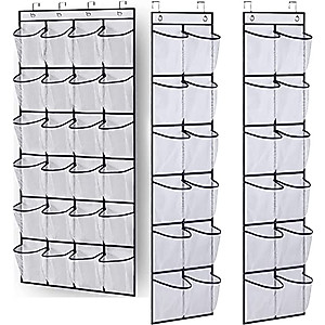 MISSLO 24 Large Mesh Pockets and 2 Pack 12 Large Mesh Pockets Hanging Narrow Closet Door