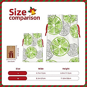 Drawstrings Christmas Gift Bags Lime-Watercolor-Doodle Presents Wrapping Bags Xmas Gift Wrapping Sacks Pouches Medium