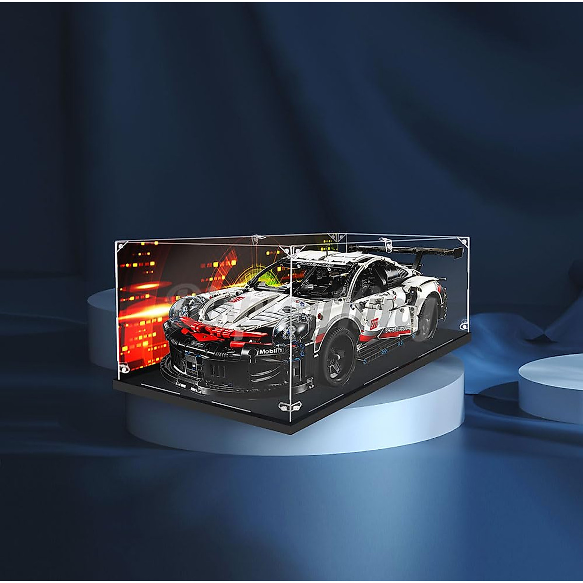 Acrylic Display case with Screw for Lego Porsche 911 RSR 42096 (Lego Set is not Included) (with Theme Background) US Stock