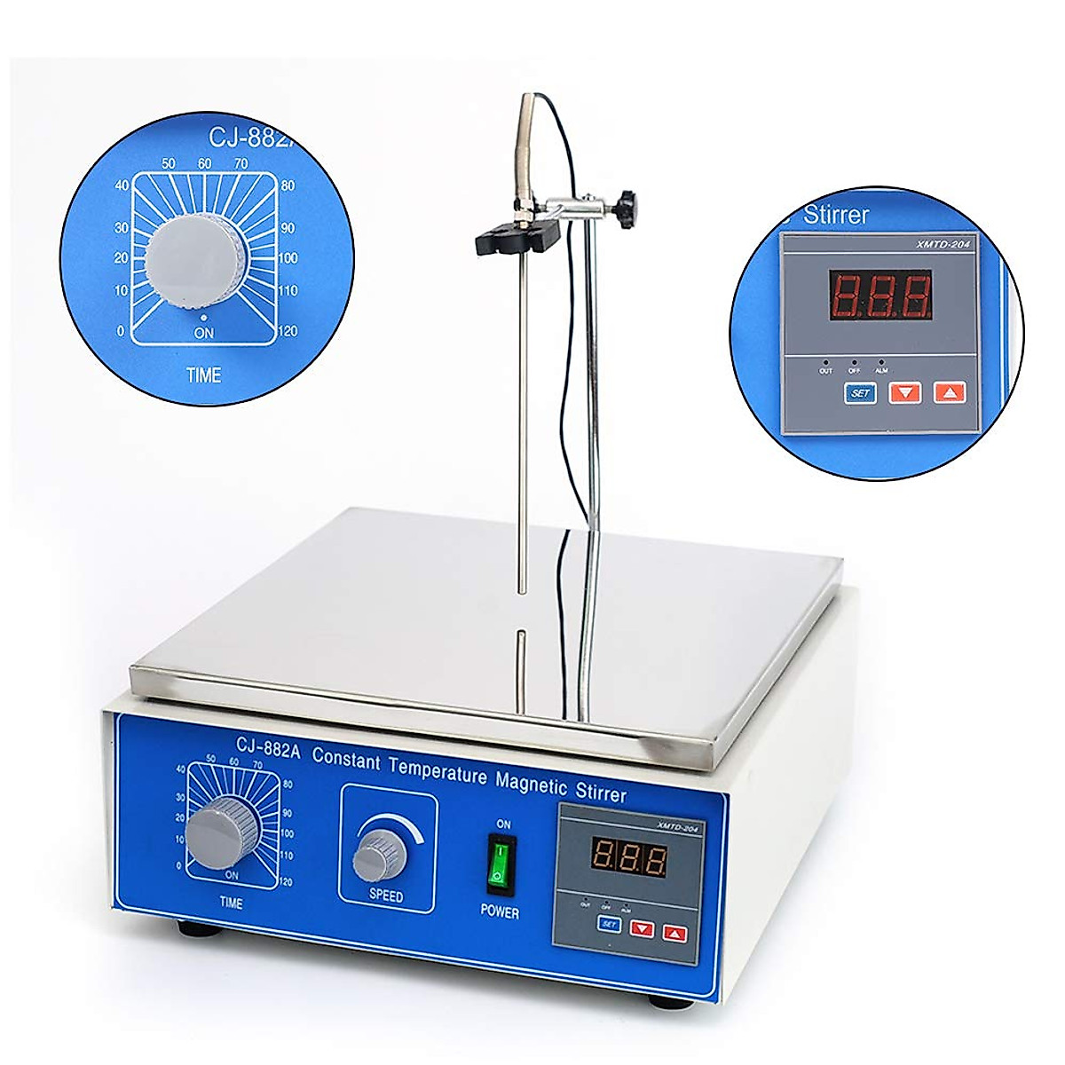 HinLIaDa Magnetic Stirrer, 10L 300W Hot Plate Stirrer, Thermostatic Magnetic Stirrer, Digital Heating Lab Mixer Hot Plate, 1250 RPM Magnetic Stir Plate with Temperature Control & Timing Adjusting