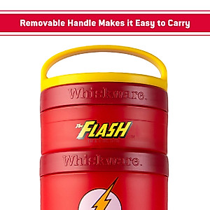 Whiskware Justice League Stackable Snack Containers for Kids and Toddlers, 3 Stackable Snack Cups for School or Travel, Wonder Woman Icon