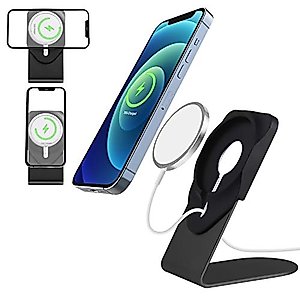 WENTT Aluminum MagSafe Charging Stand, a Mobile Phone Holder for Apple Magsafe Charger | OfficeHome Phone Holder for iPhone 12, 12 Pro, 12 Pro Max, 12 Mini (not Including MagSafe) (Black)