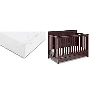 Graco Hadley Convertible Crib and Mattress Set, Espresso | Includes 4-in-1 Convertible Crib with Drawer, Premium Foam Crib and Toddler Mattress