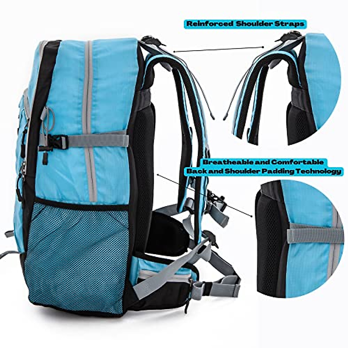 Elk 40L Hiking Backpack, Lightweight Waterproof Daypack with Rain Cover