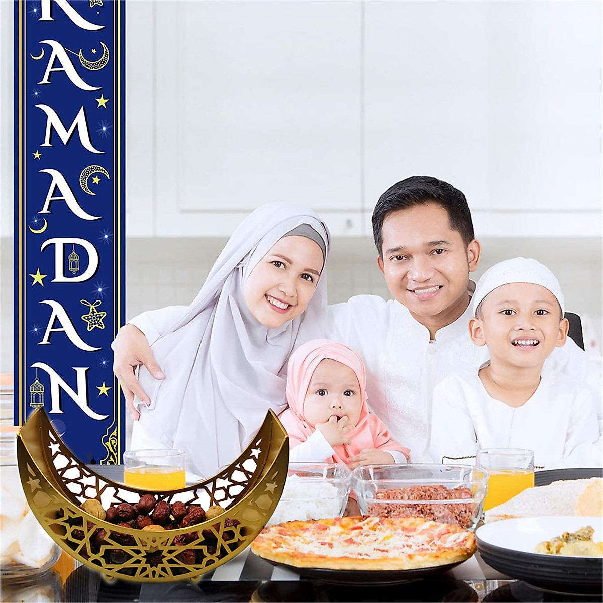 Crescent Moon Star Tray Ramadan Eid Mubarak Trays Platters,Pastry Tray Tableware Dessert Food Storage Container Display Holder for Party (A1)