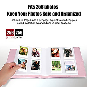 256 Pockets Photo Album for Fujifilm Instax 11 12 9 40 Mini Camera, Polaroid Camera, Photo Album for Fujifilm Instax Mini Evo Liplay 90 8 7+ Instant Camera, Polaroid HP Zink 2x3" Photos (Magic Pink)